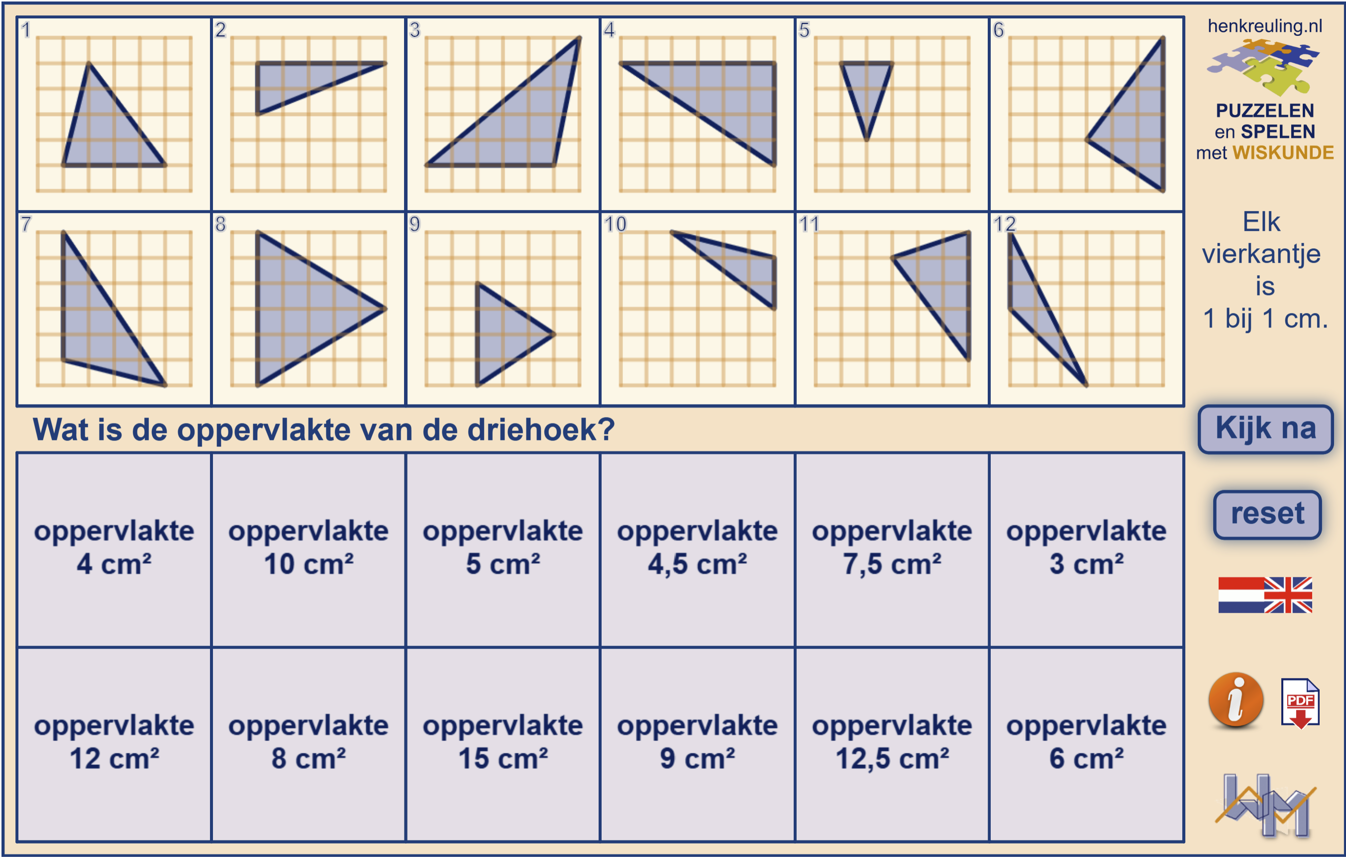 Mini-loco oppervlakte driehoeken (6×6 eenvoudig)